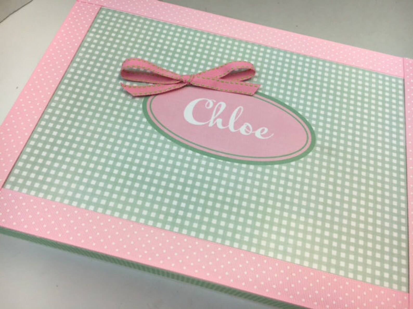 Gingham and Minidot Keepsake Box Personalized/ Any Color | Etsy