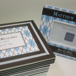 Boy's Argyle GIFT SET Frame and Memory Box - Bris, Baptism - Etsy