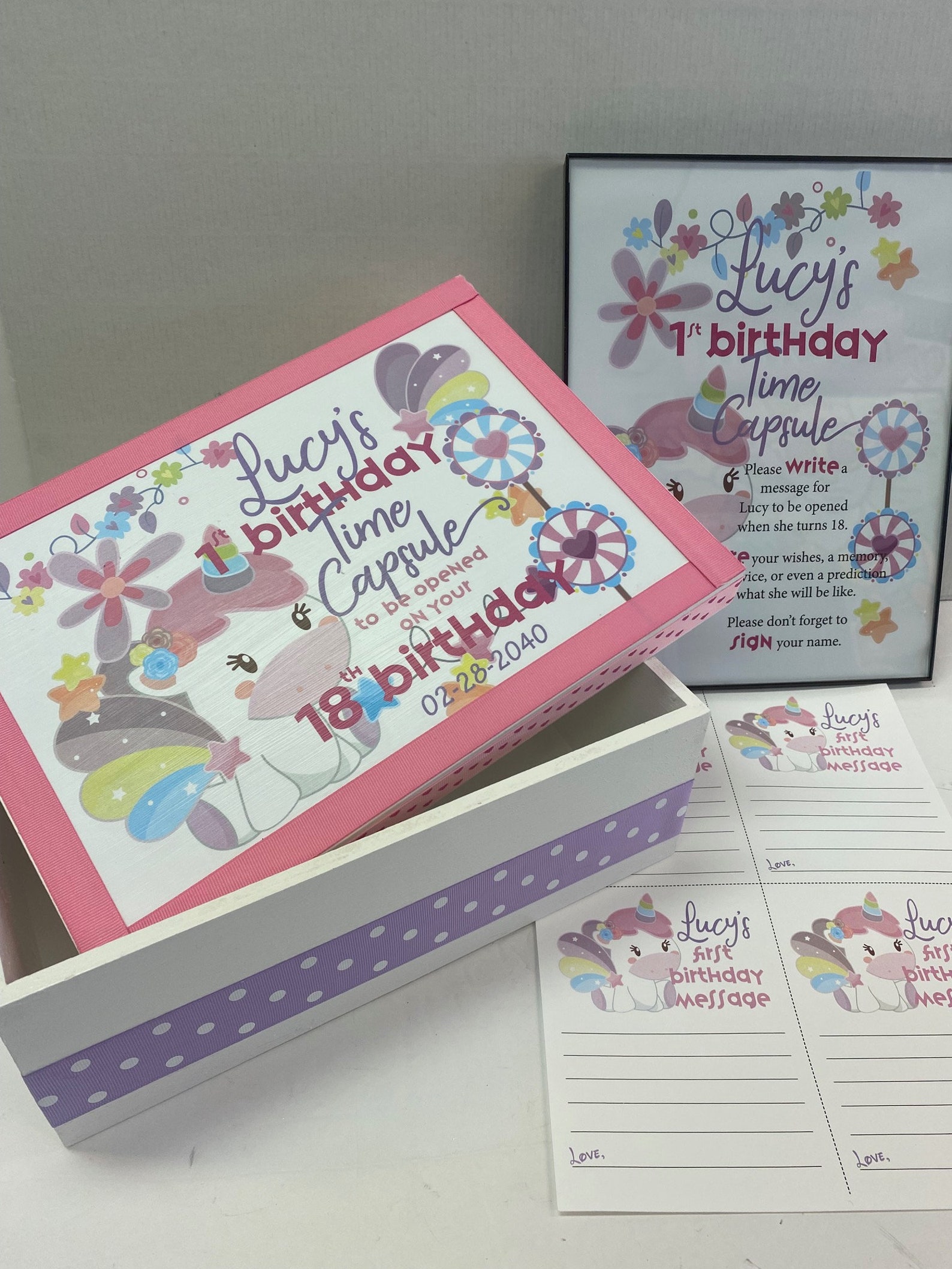 Unicorn First Birthday Time Capsule With Framed Instructions - Etsy