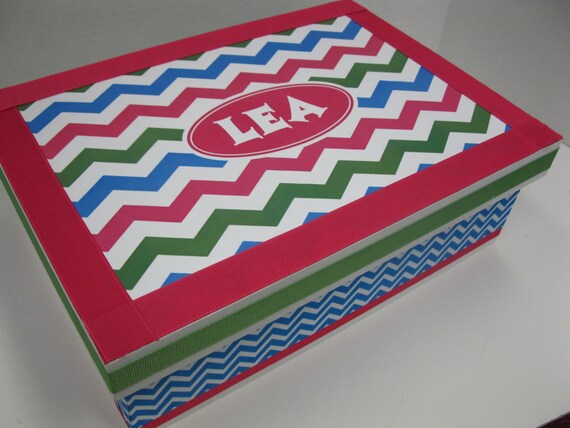 Chevron Themed Personalized Keepsake Box | Etsy