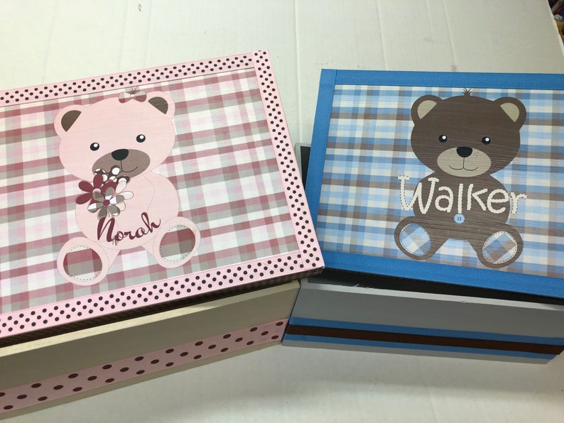 GIFT SET of Twin Boy Girl Teddy Bear Keepsake Boxes - Etsy