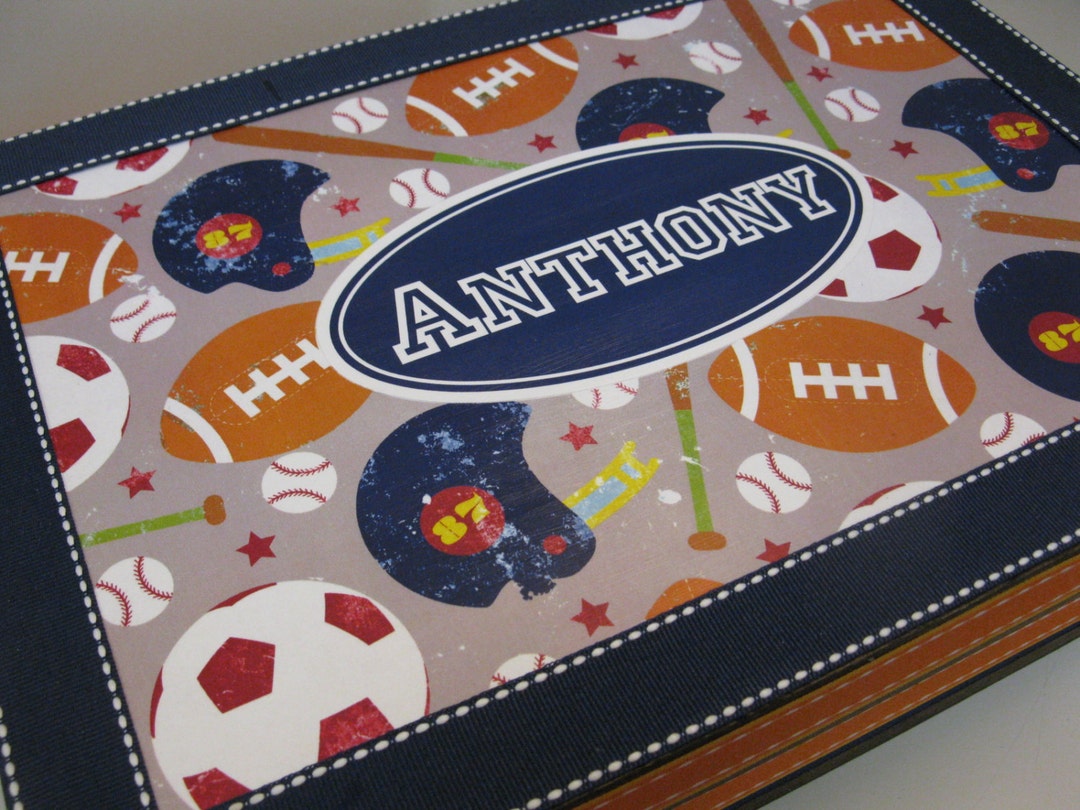 Boys Sports Themed Keepsake Box- Team Colors - Etsy
