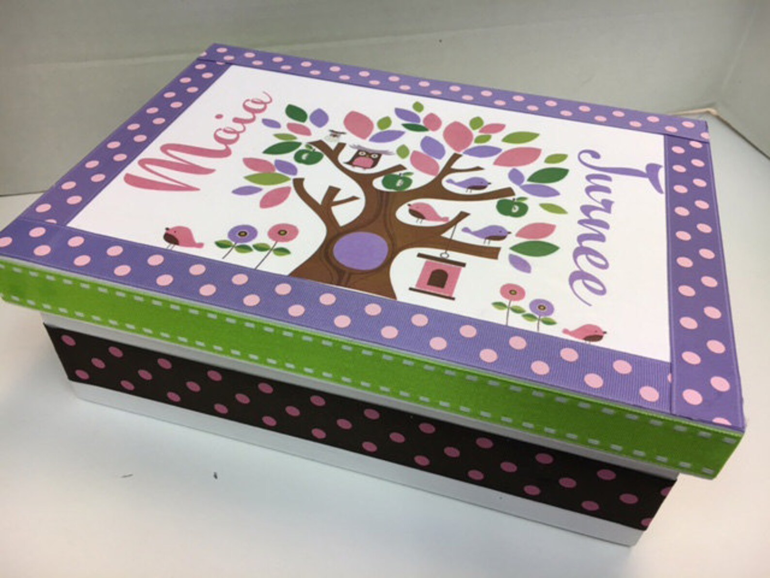 Girl Treetop Baptism Keepsake Box Pink And Lavender Etsy