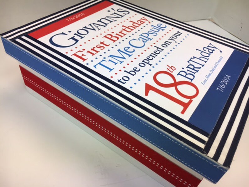Red White and Blue First Birthday Time Capsule Custom Colors - Etsy