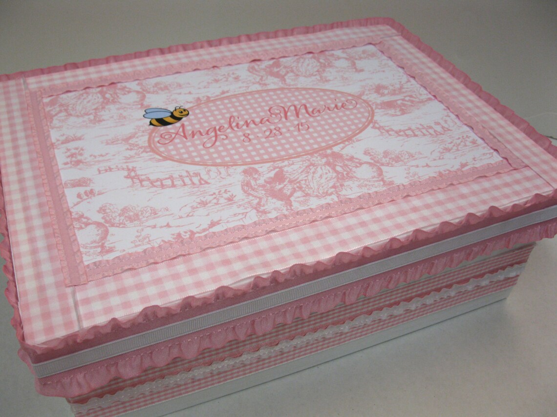 Gingham and Toile Personalized Keepsake Box - Etsy