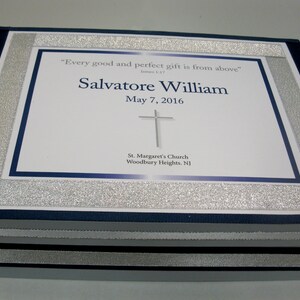 Boy Baptism/christening With Cross Keepsake Box- Navy and Gray and ...