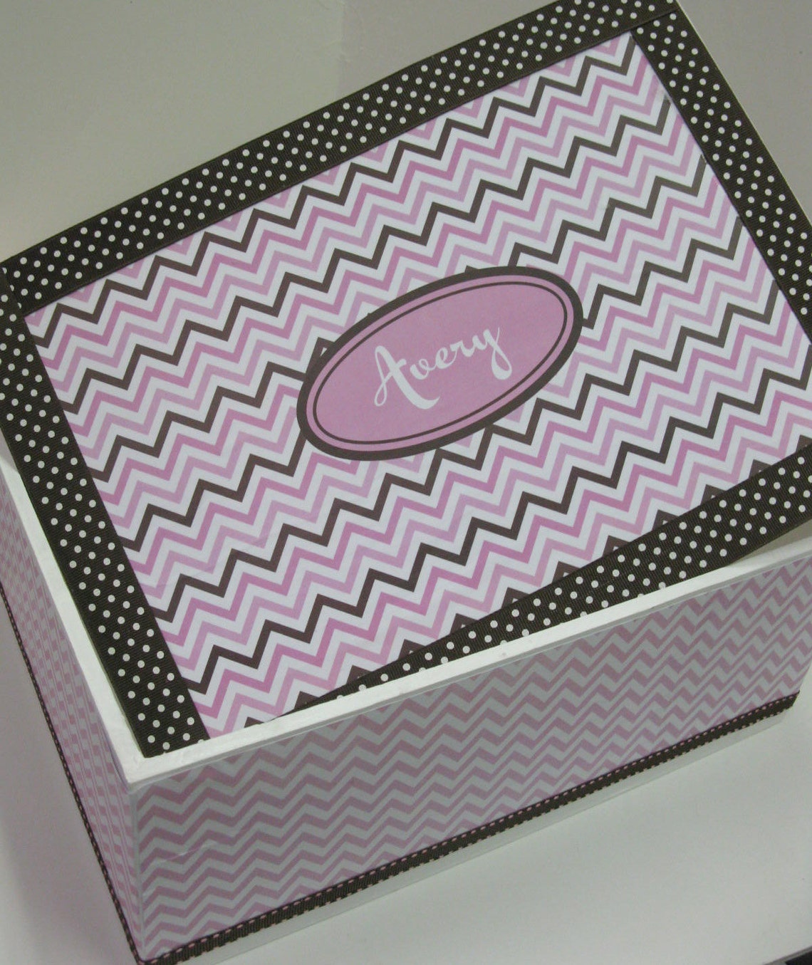 Girl's Pink and Brown Chevron Keepsake Box Personalized - Etsy