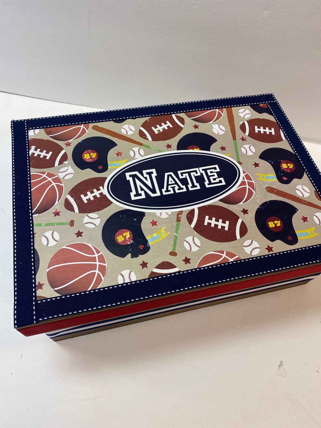 Boys Sports Themed , Basketball, Football, Baseball Keepsake Box - Etsy
