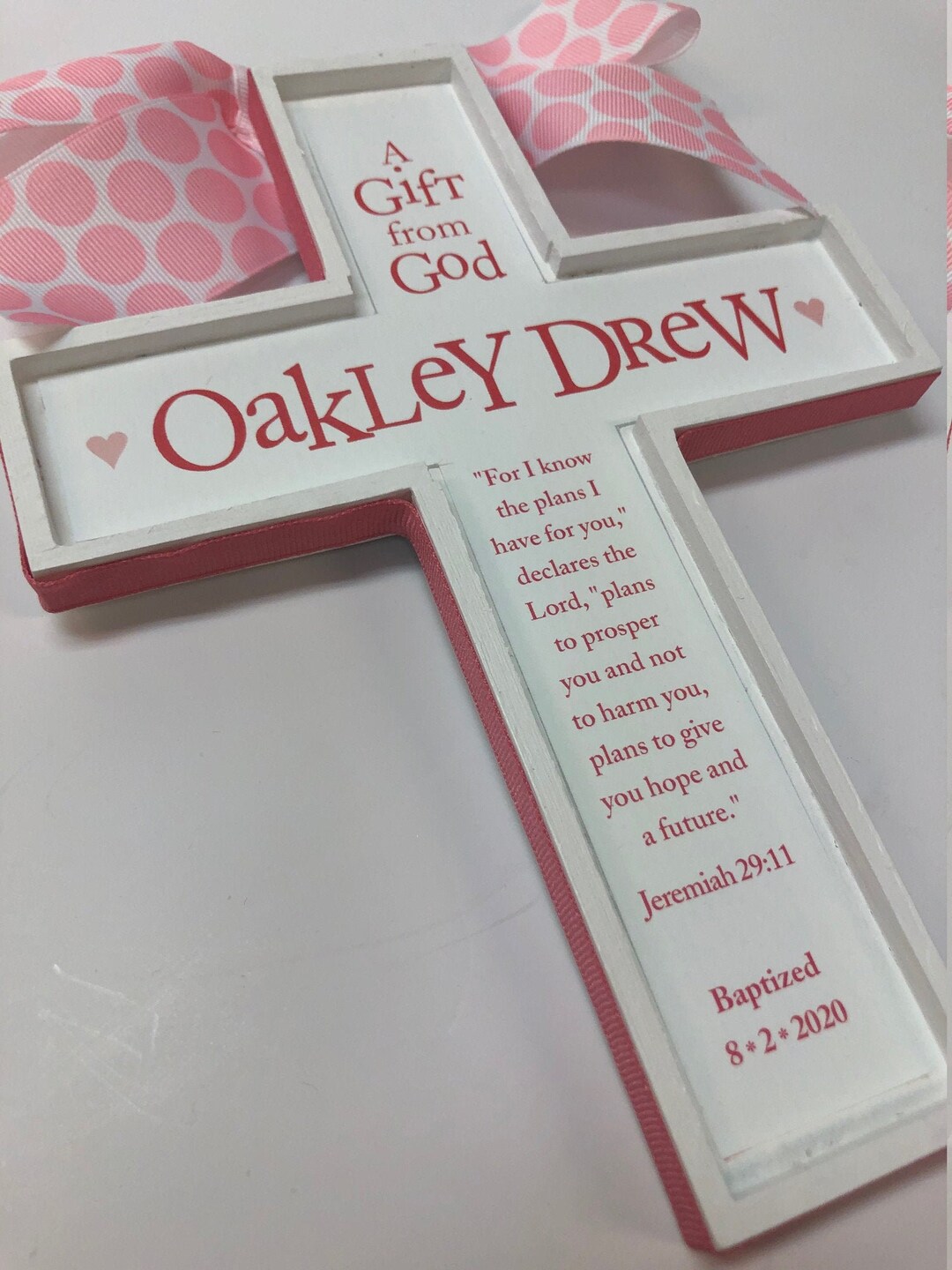 Baptism Cross - Pink and White Approx 7 X 9 Inches - Etsy