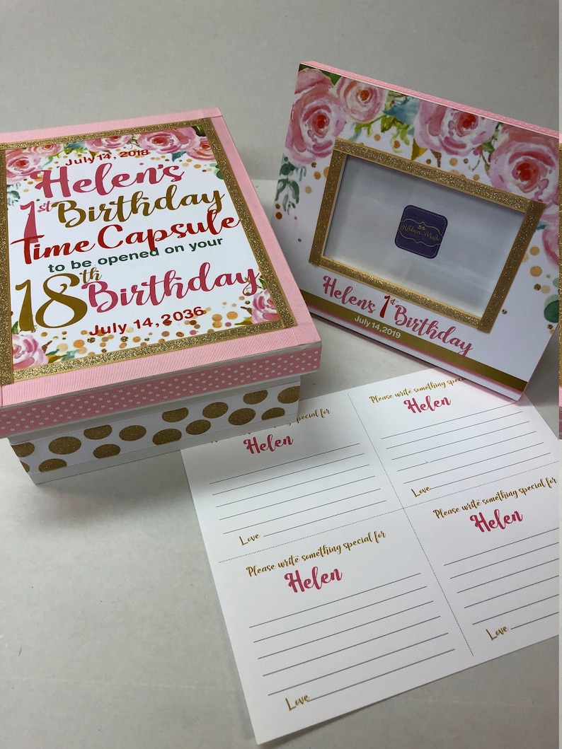 First Birthday Time Capsule With Framed Instructions and Cards - Etsy