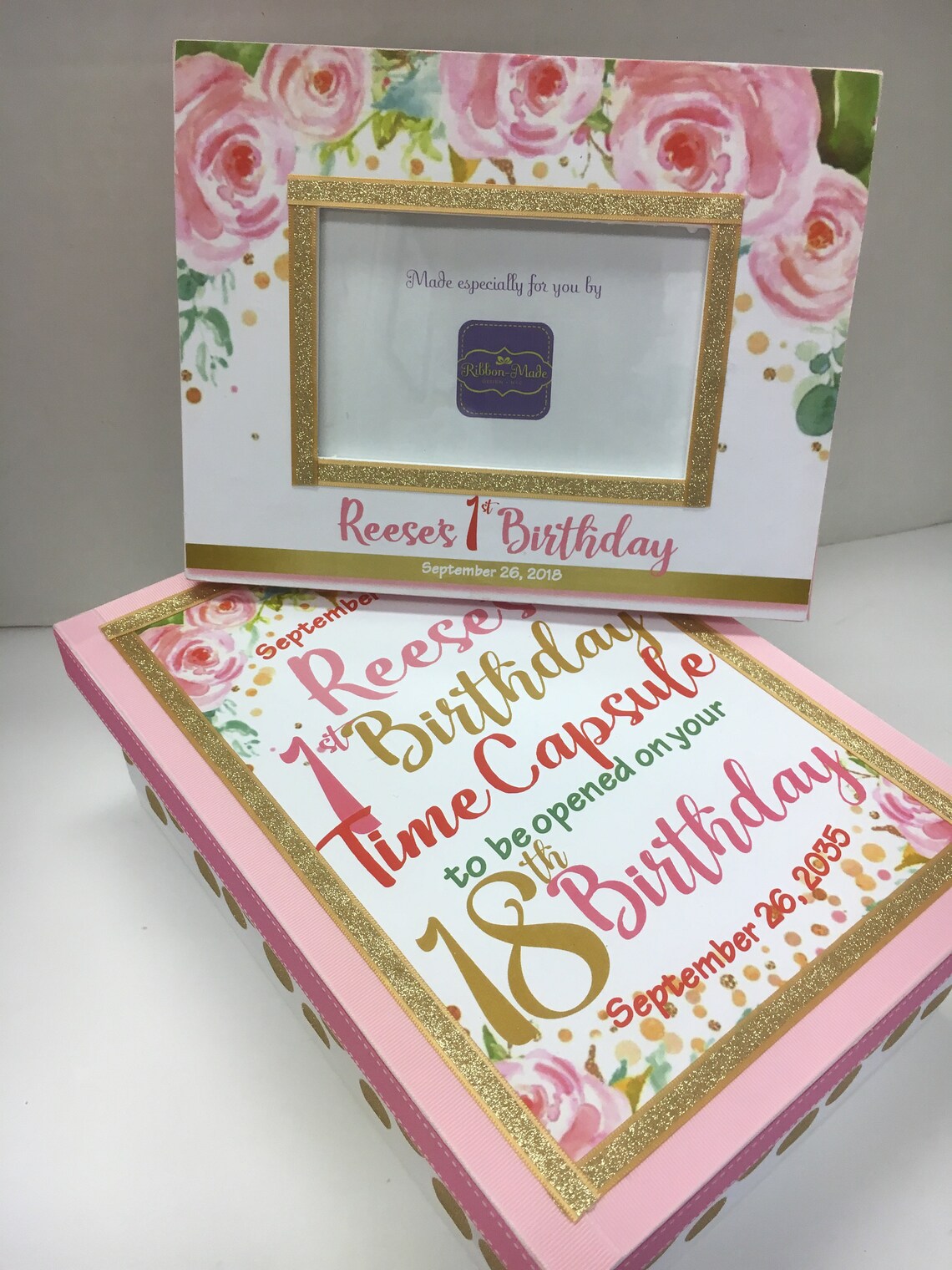 First Birthday Time Capsule Keepsake Box With Frame to Match | Etsy