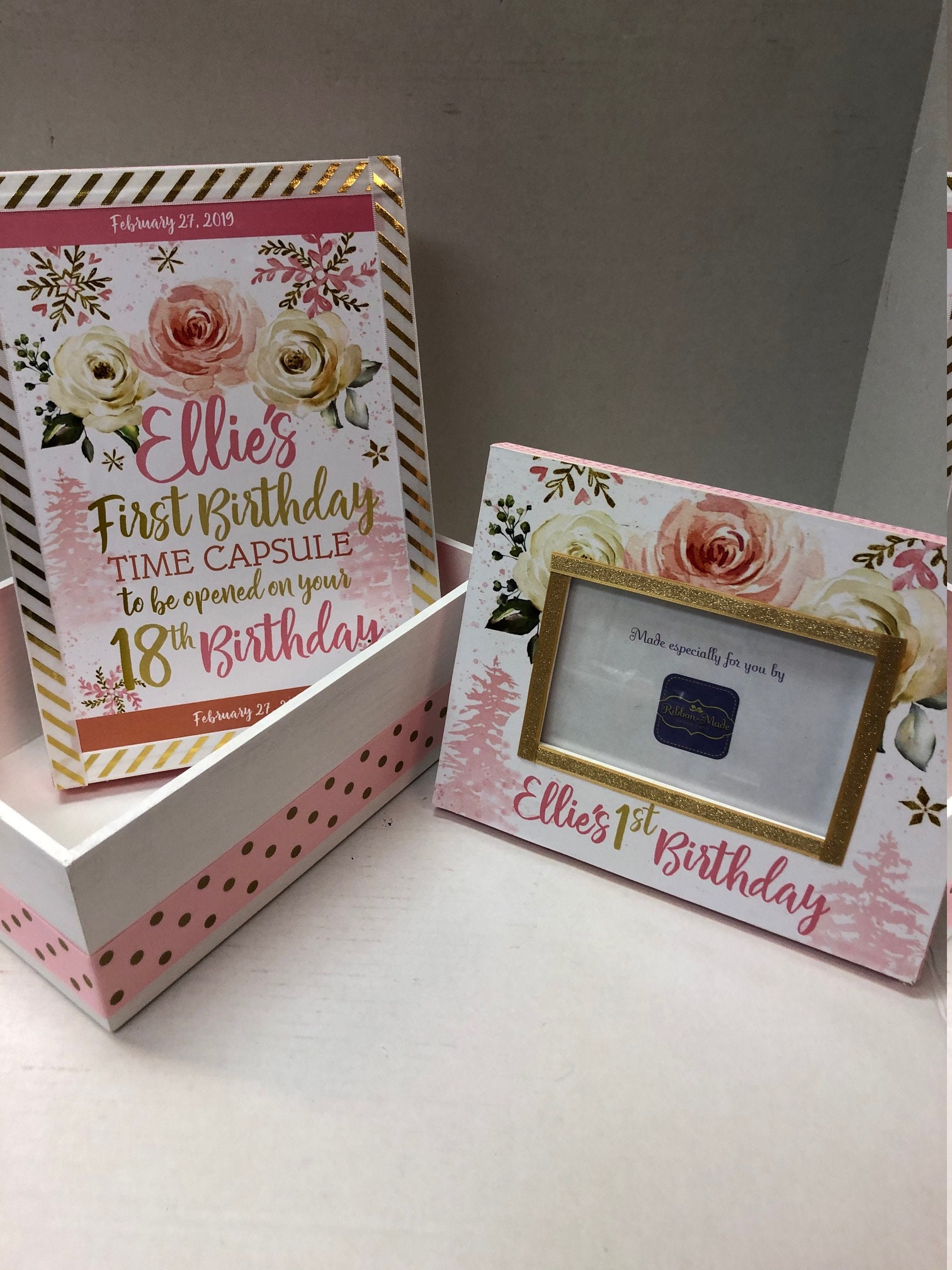 First Birthday Time Capsule Keepsake Box With Frame to Match | Etsy