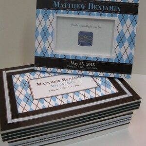 Boy's Argyle GIFT SET Frame and Memory Box - Bris, Baptism - Etsy