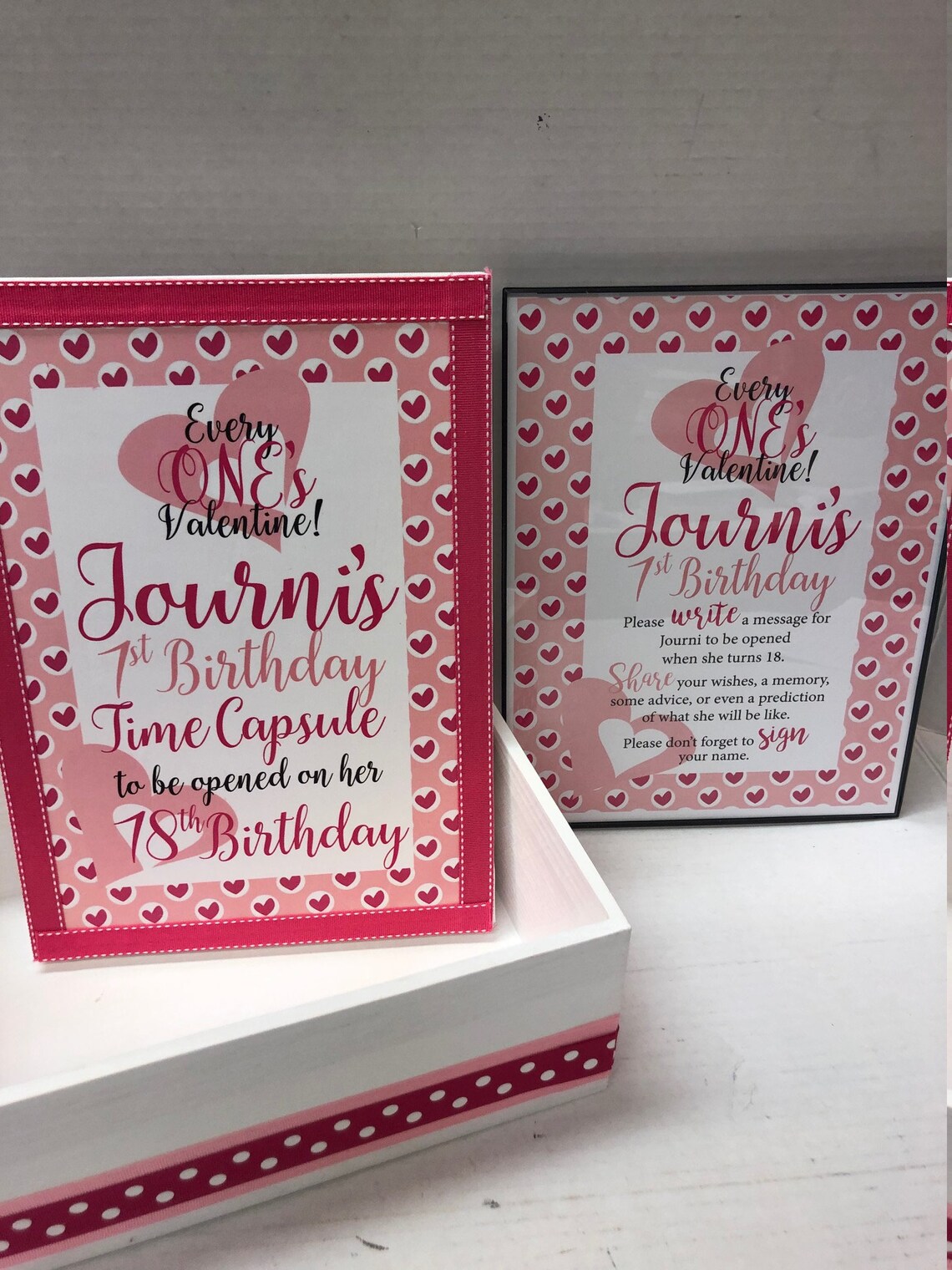Pink on Pink Hearts Time Capsule CUSTOM With Framed | Etsy