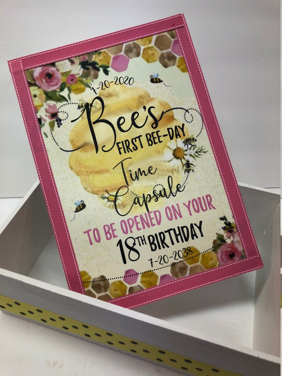 Beehive Bumble Bee Theme 1st Birthday Time Capusule Keepsake Box - Etsy