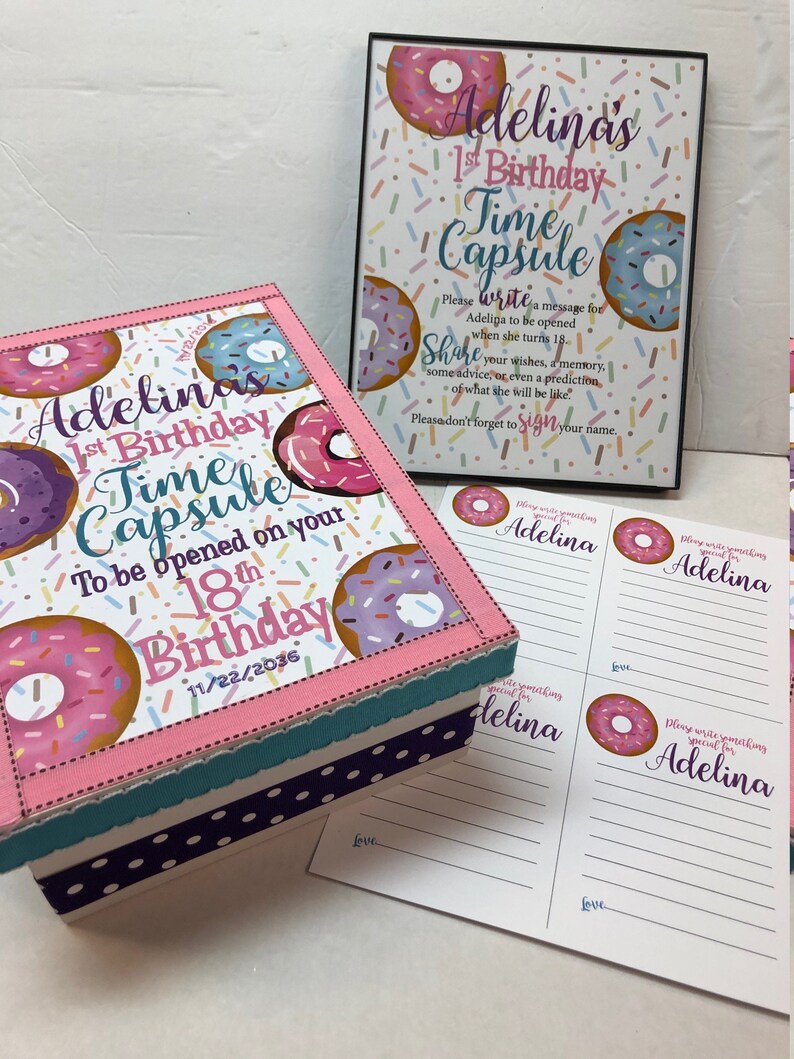 Donut Time Capsule -CUSTOM- With Framed Instructions and Cards to Print ...