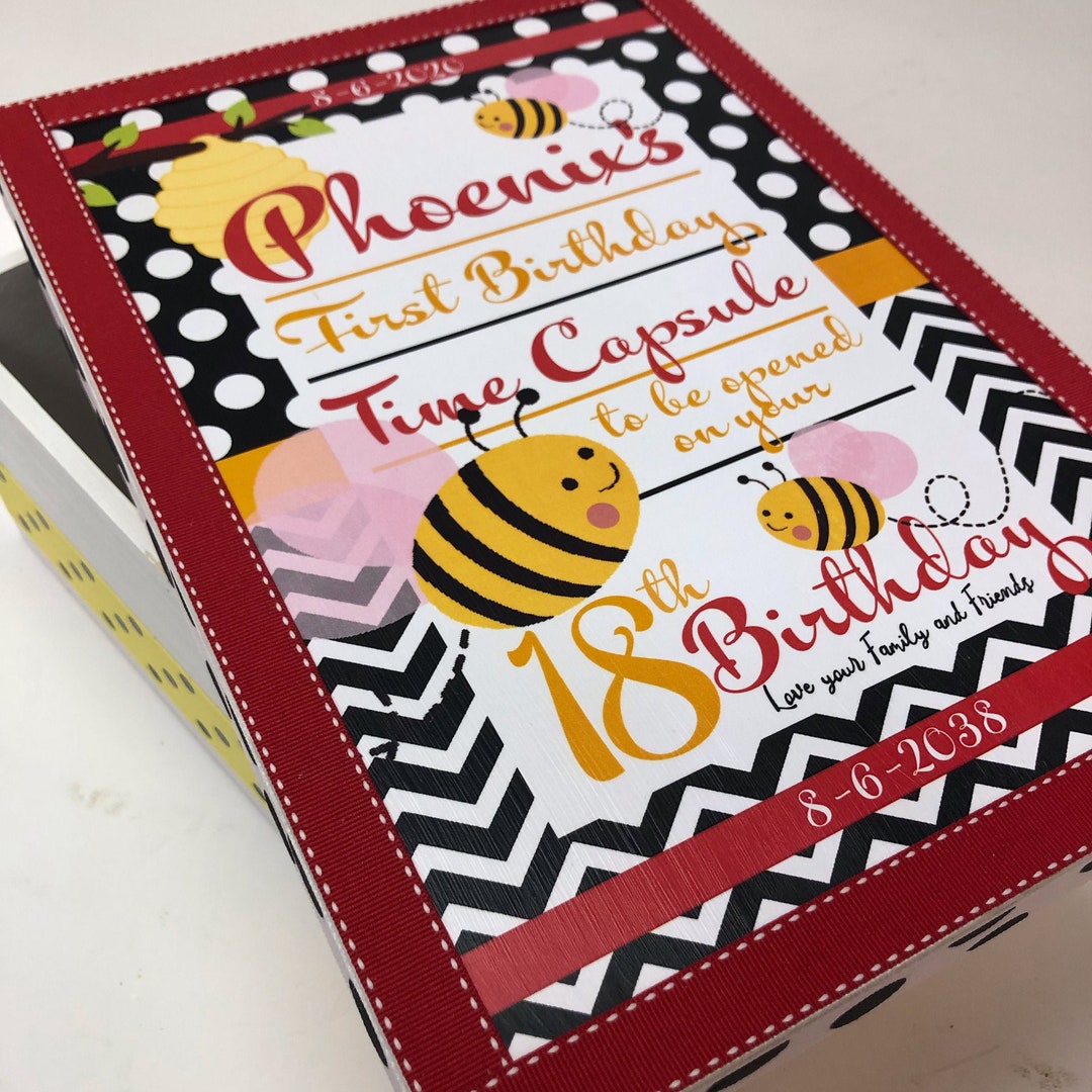 Bumble Bee Theme 1st Birthday Time Capusule Keepsake box - Etsy España