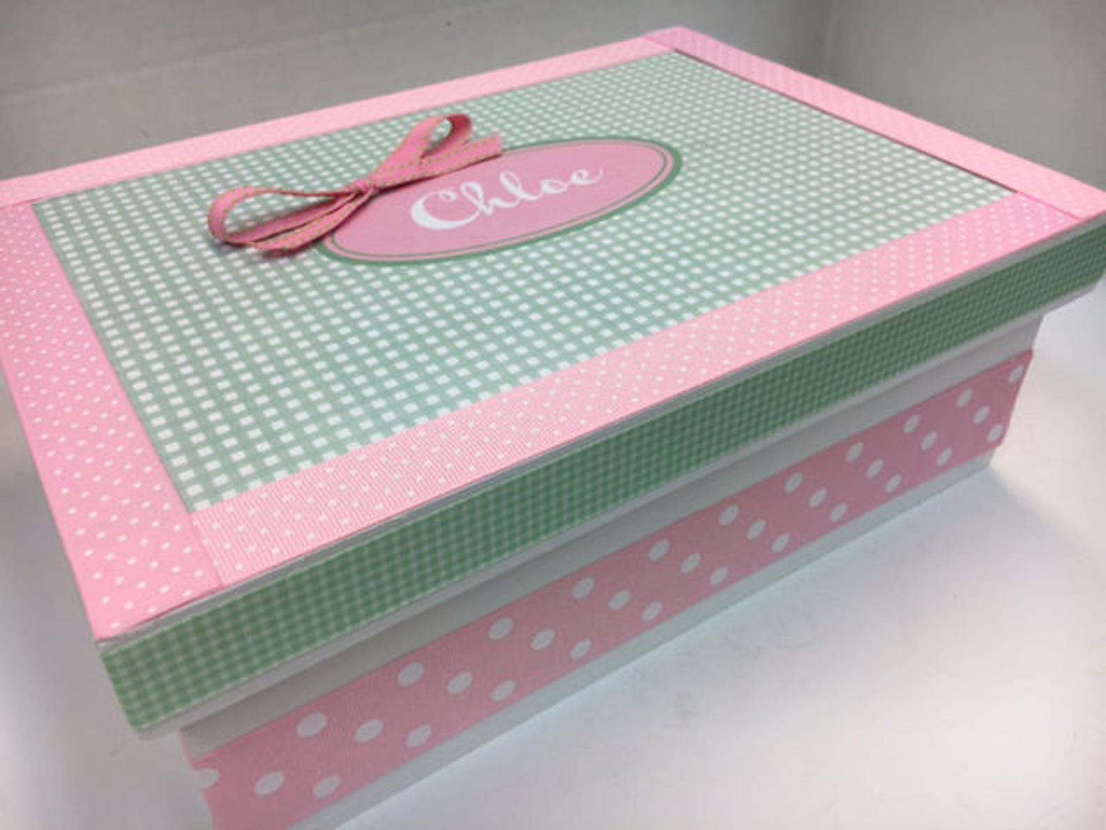 Gingham and Minidot Keepsake Box Personalized/ Any Color | Etsy