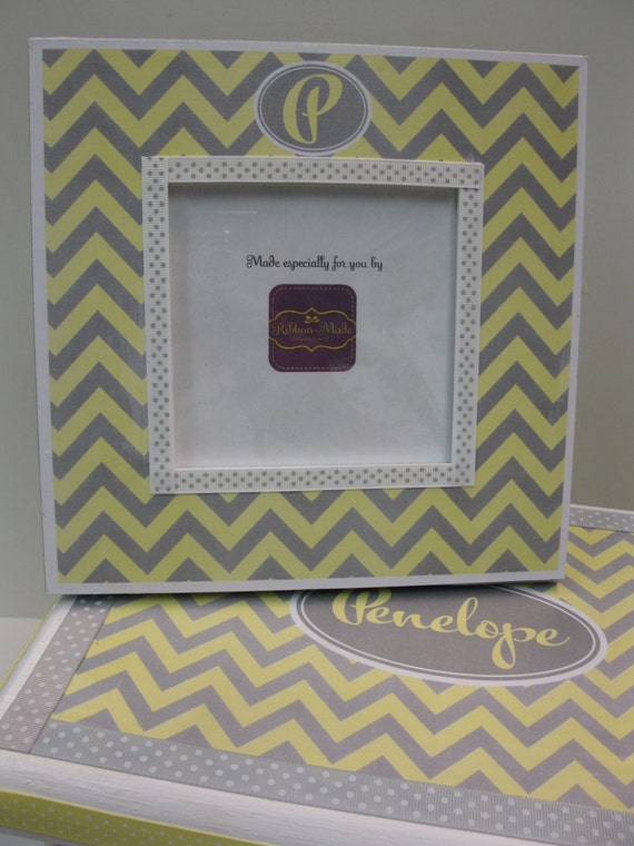 GIFT SET Little Girl's Bench and Frame Chevron Gray and | Etsy