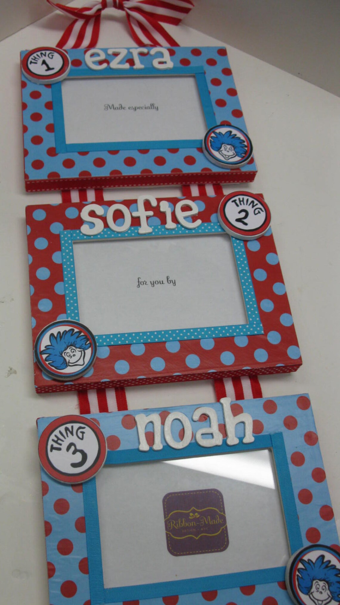 Triplets Thing 123 Wood Hanging Frame 4x6 Inserts With Names - Etsy