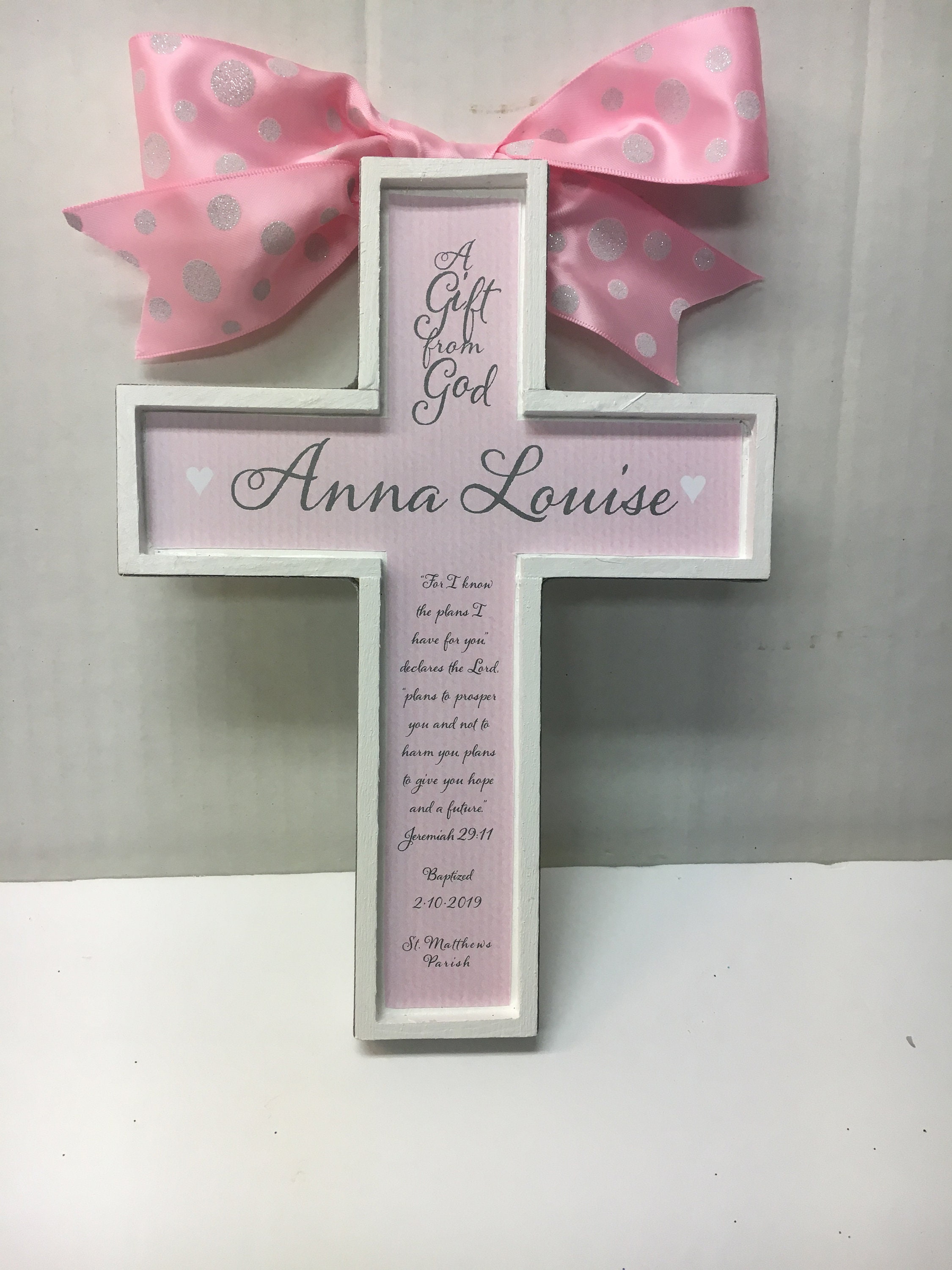 Baptism Frame and Cross Set With Bible Verse and Date-pink and | Etsy