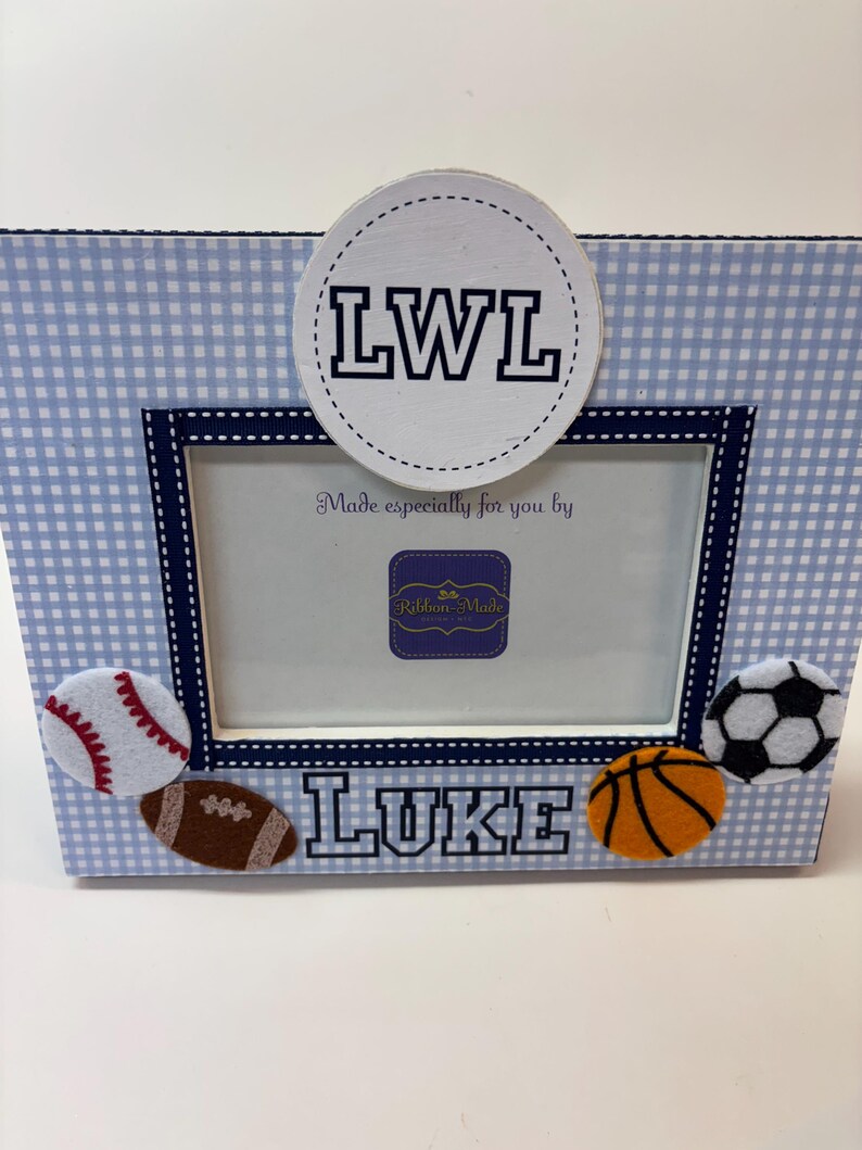 Sports Frame With Name and Monogram Holds 4x6 Picture - Etsy