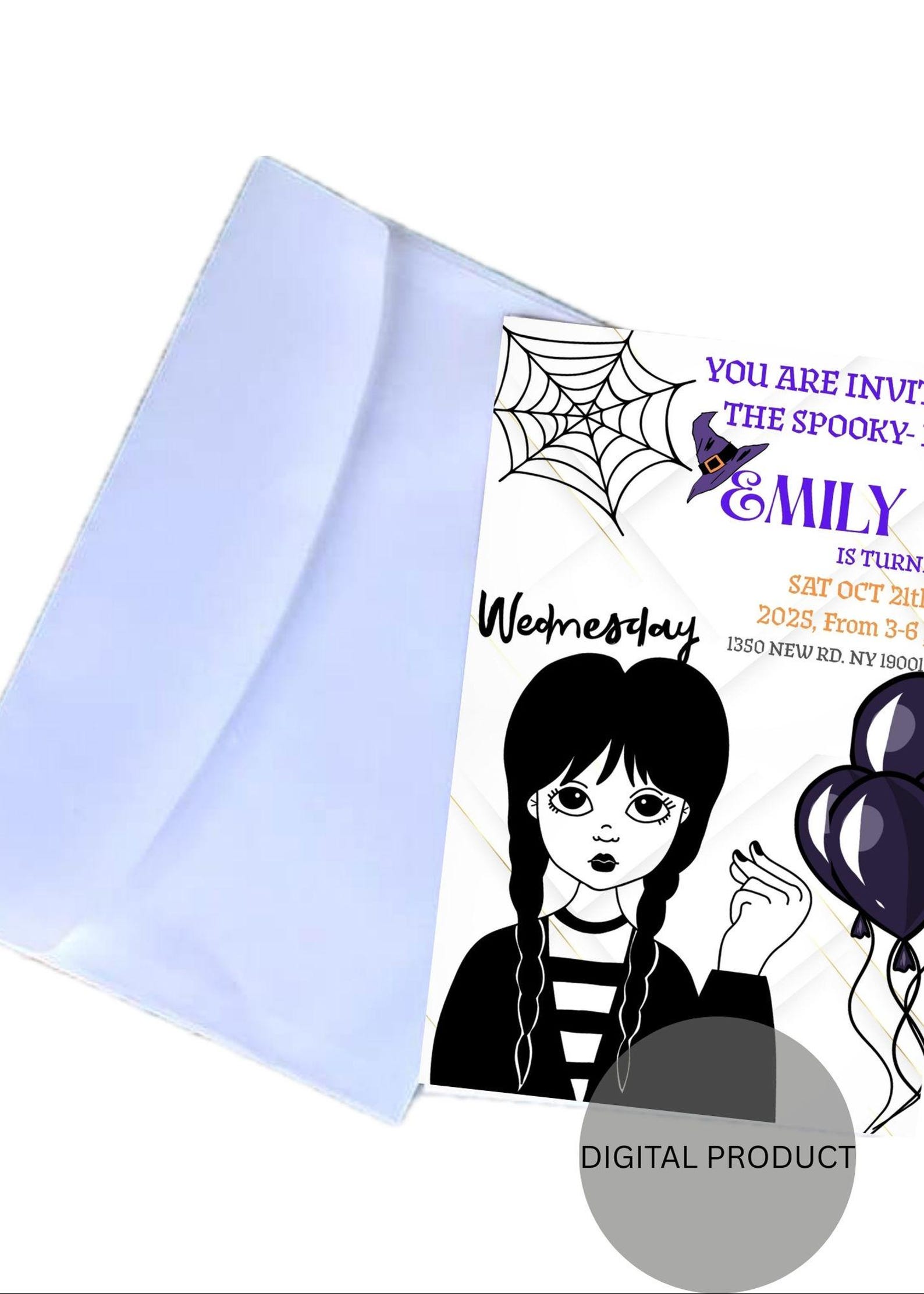 Editable Wednesday Birthday Invitation Template, Printable Wednesday ...