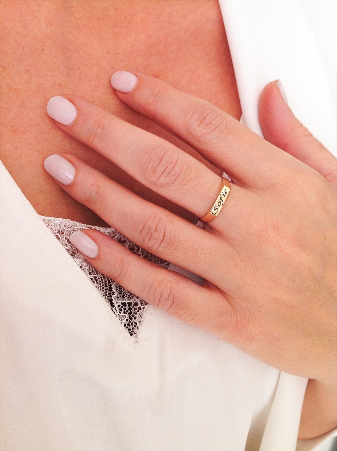 Personalized Skinny Ring Stacking Custom Name Ring Children - Etsy