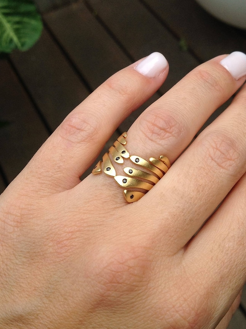 Anello aperto, Anello unico, Anello placcato oro, Anello largo, Anello ...