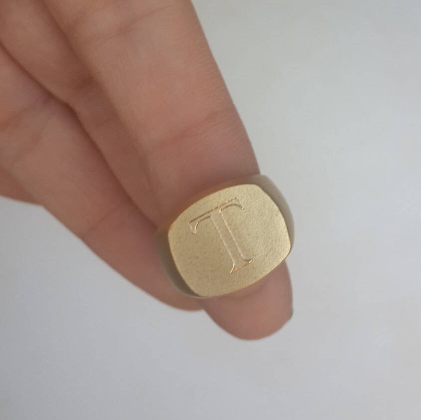 Initial Ring Signet Ring Pinky Ring Personalized Signet - Etsy Israel