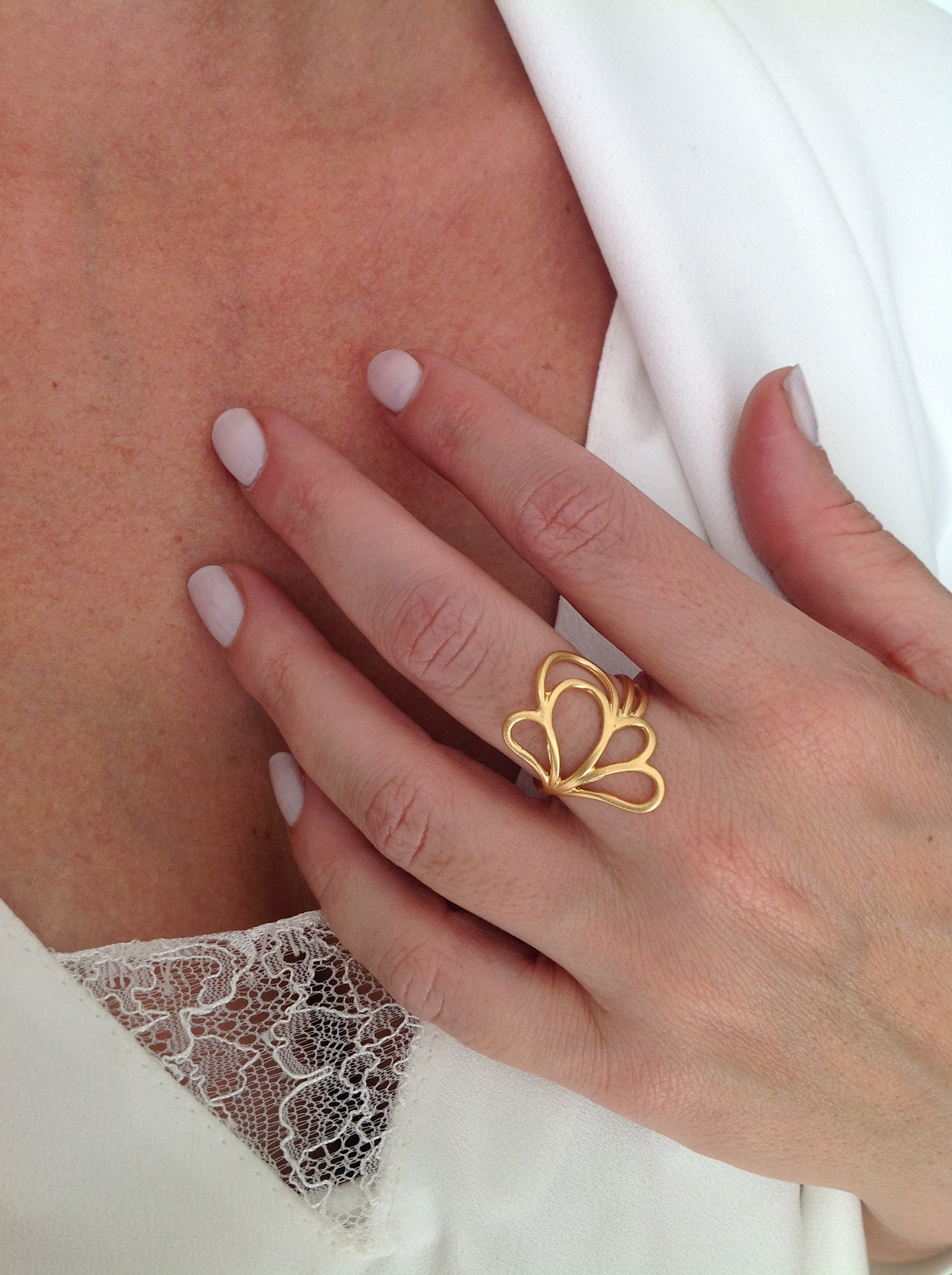 Solid Gold Ring Unique Rings For Her Gold Ring Flower Ring | Etsy