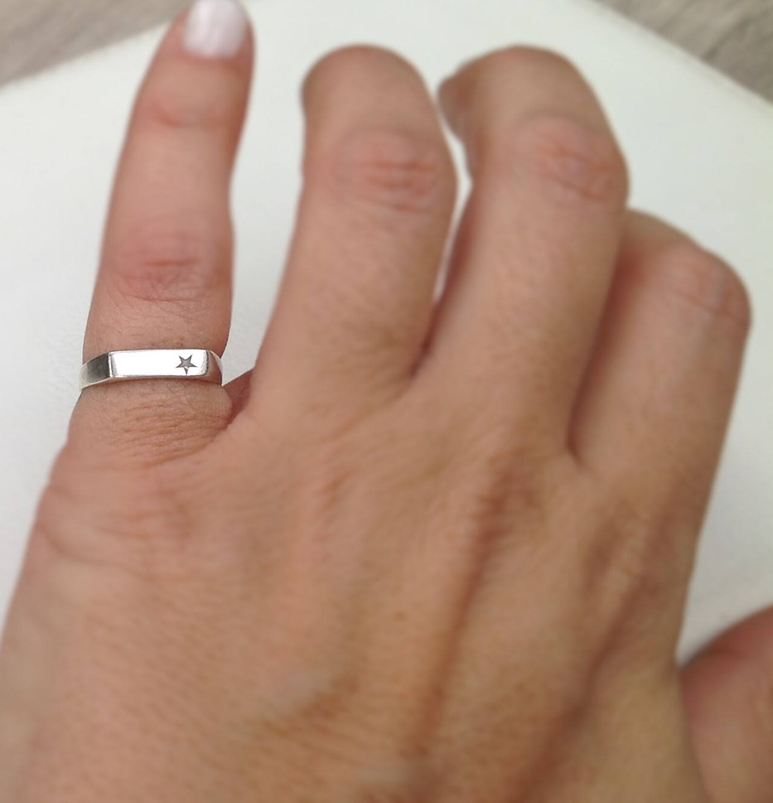 Silver Pinky Thin Ring Signet Ring Stacking Ring Engraved - Etsy