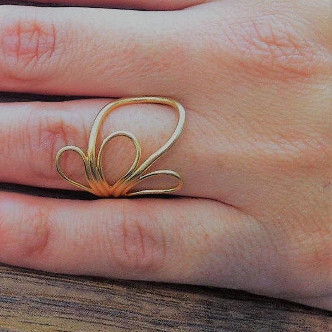 Adjustable Ring, Nature Inspired, Unique Ring, Open Ring, Flower Ring ...