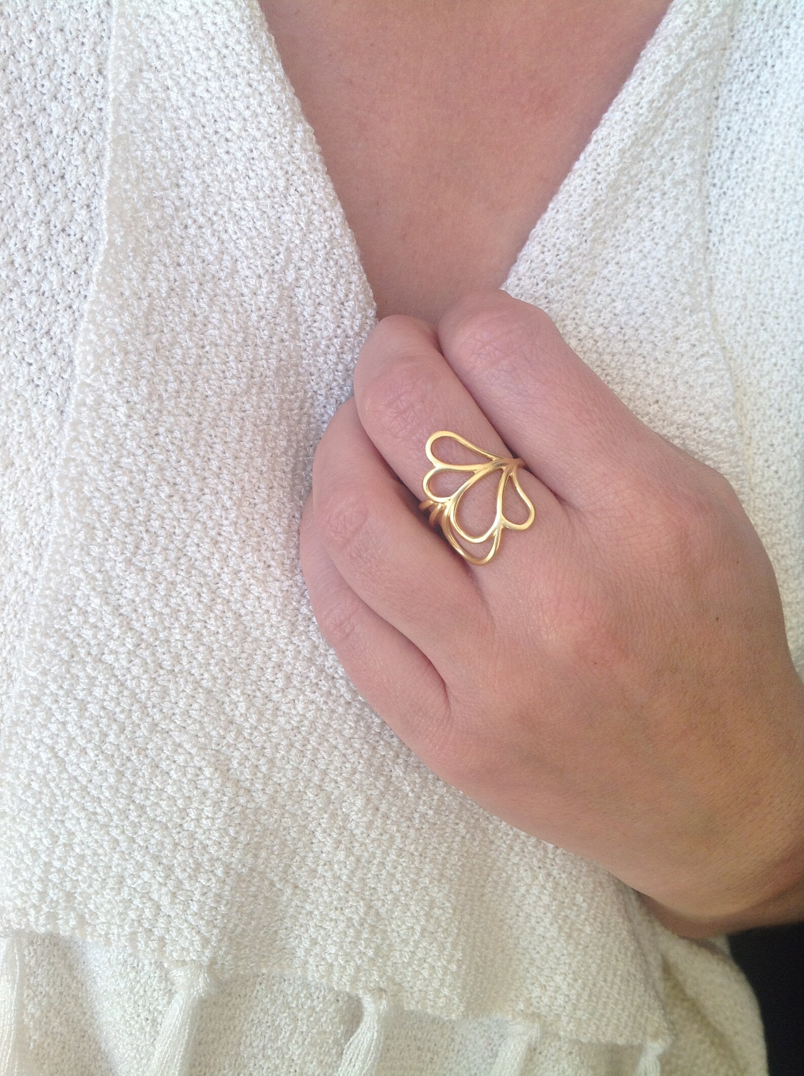 Solid Gold Ring Unique Rings for Her Gold Ring Flower Ring - Etsy