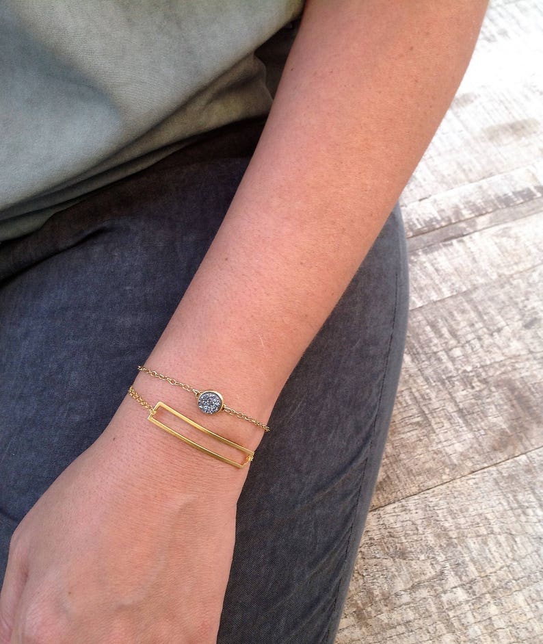 2 Bracelet Set Geometric Bracelet Minimal Bracelet Boho - Etsy UK