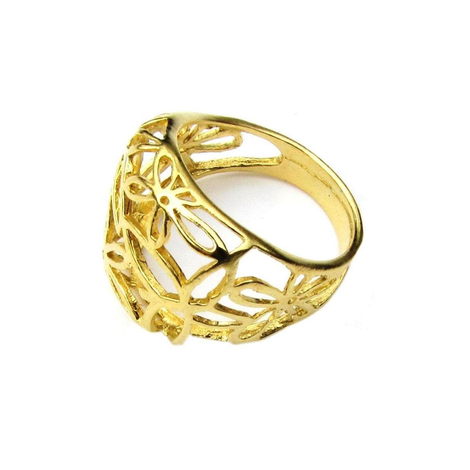 18K Ring 14K Yellow Gold Ring Gold Flower Ring Gold Floral - Etsy
