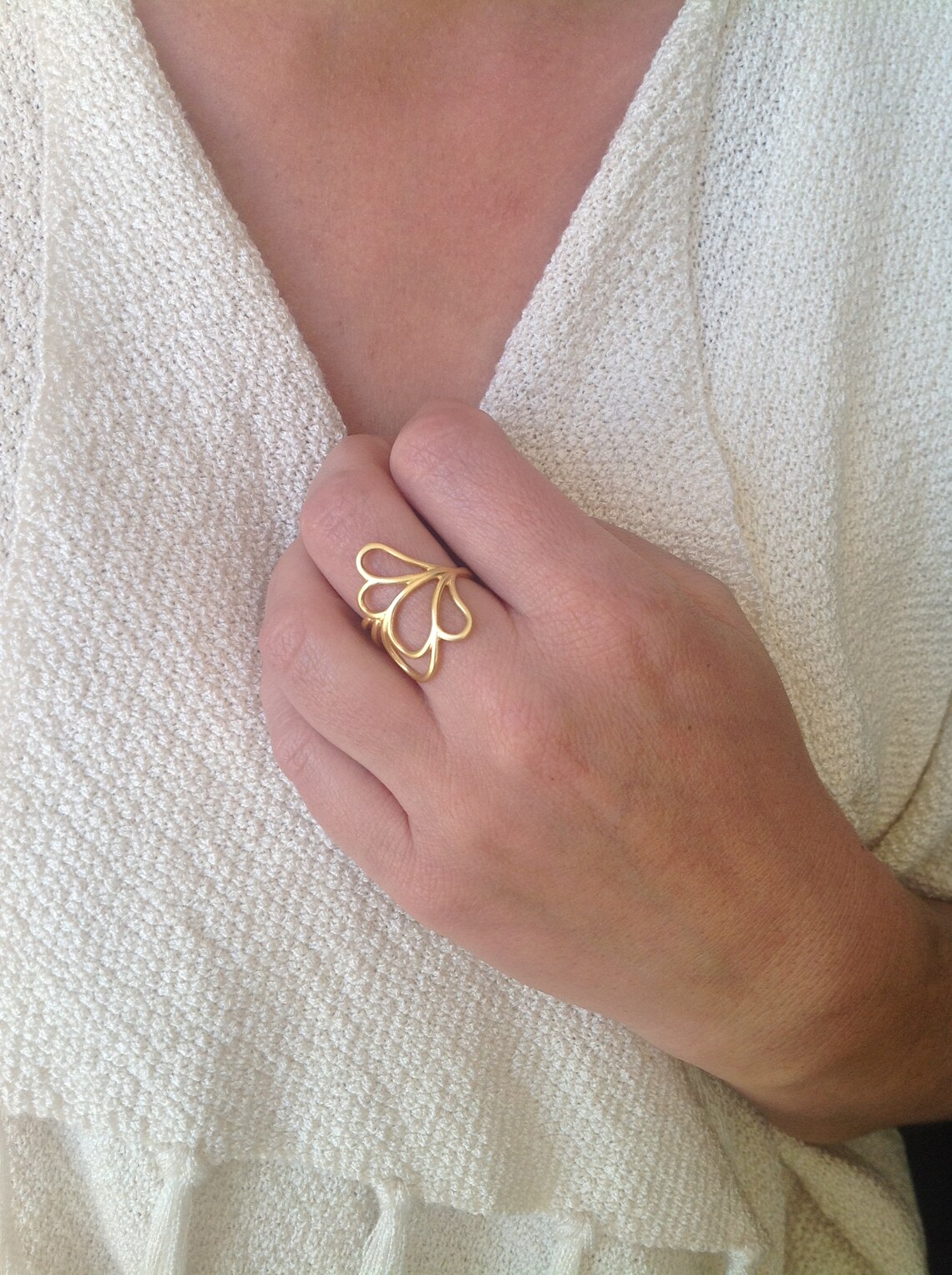 Solid Gold Ring Unique Rings for Her Gold Ring Flower Ring - Etsy