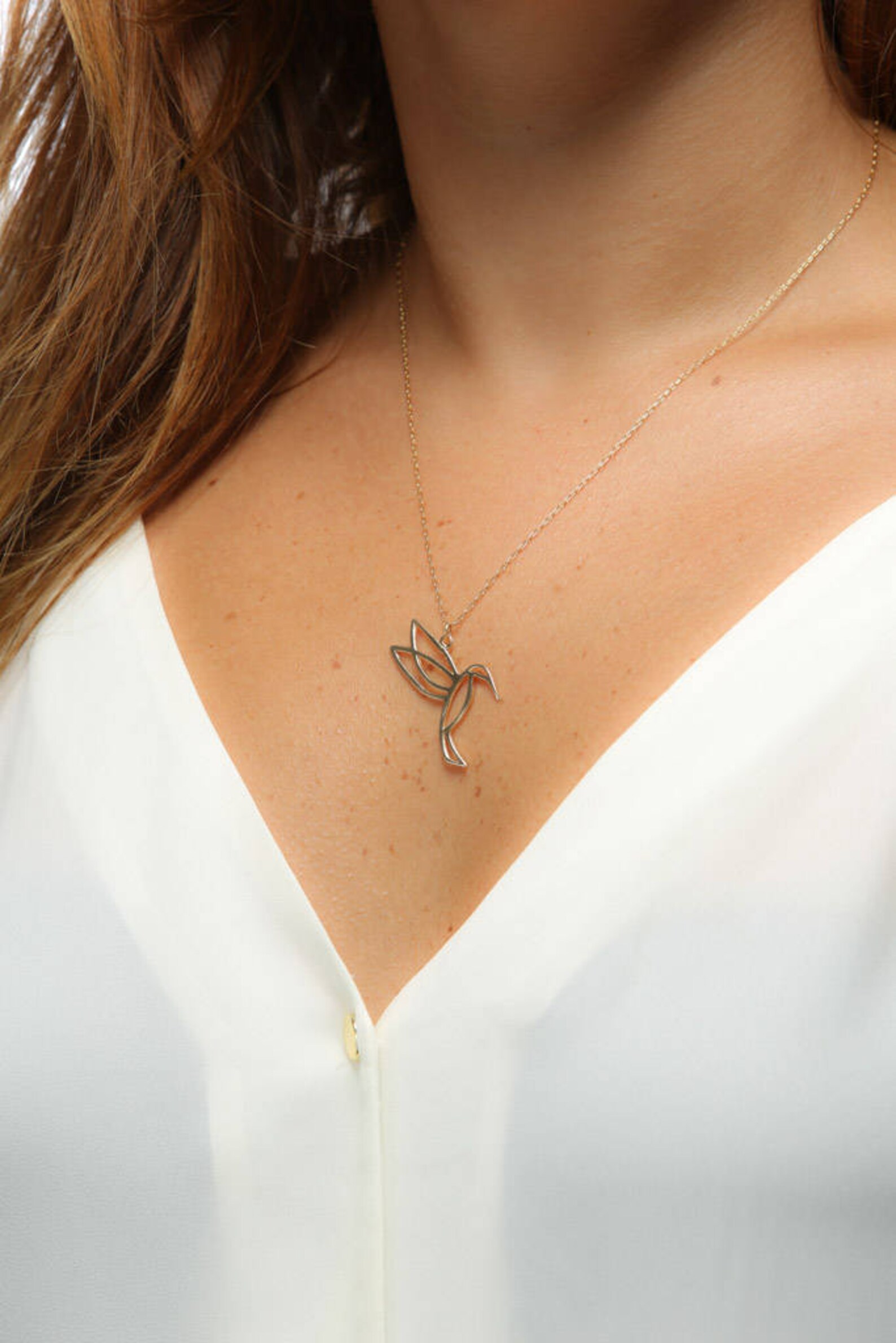 Hummingbird Necklace Tiny 18K Gold Hummingbird . 18K Gold . - Etsy