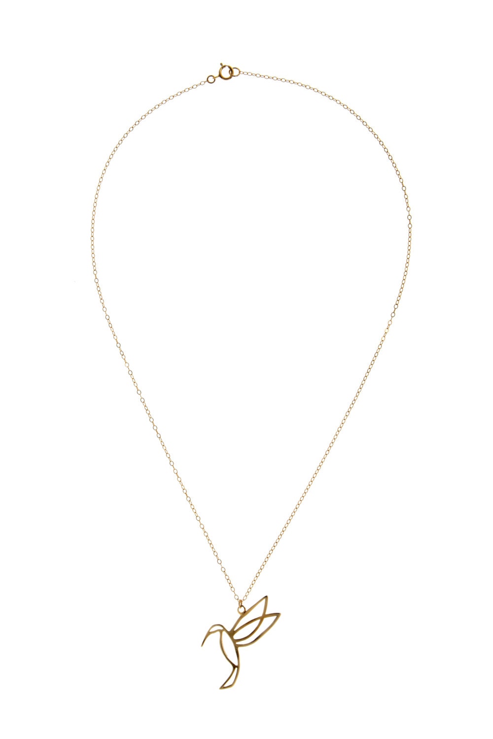 Hummingbird Necklace Tiny 18K Gold Hummingbird . 18K Gold . - Etsy