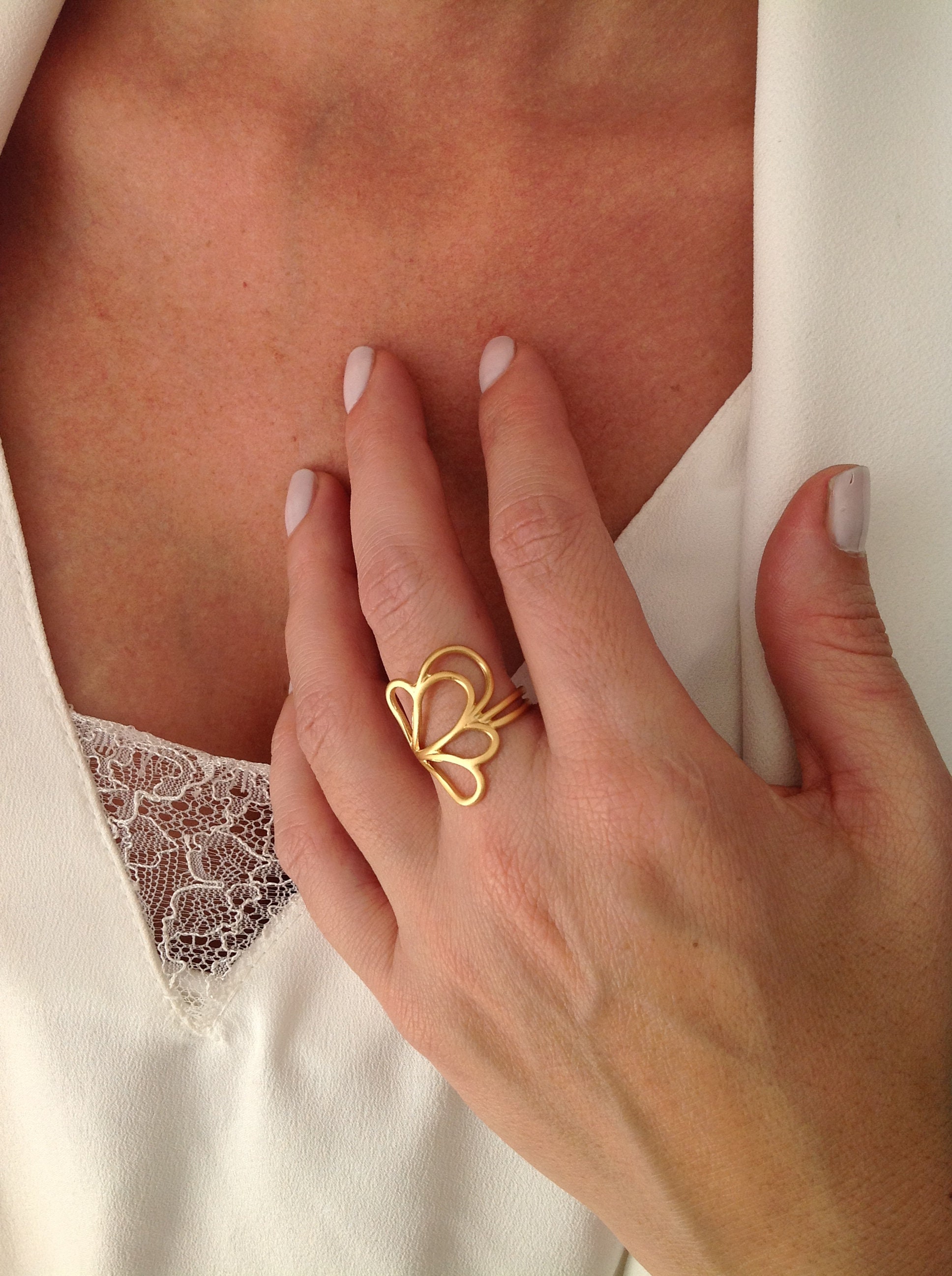 Solid Gold Ring Unique Rings For Her Gold Ring Flower Ring | Etsy