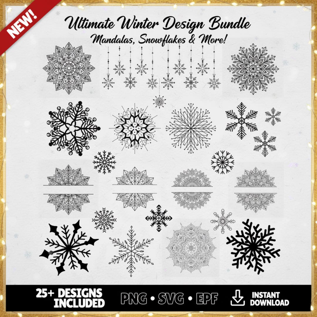 Snowflake SVG Bundle: Winter Mandala Designs for Crafts, Unique ...