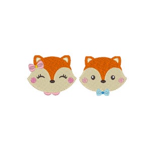 Embroidery Design Pack Baby Fox Face Boy and Girl - 2 Sizes - Etsy