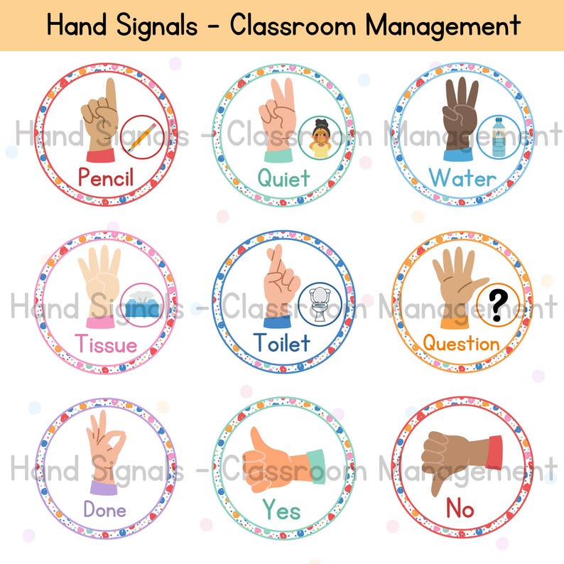 Hand Signals for Classroom Management - Etsy