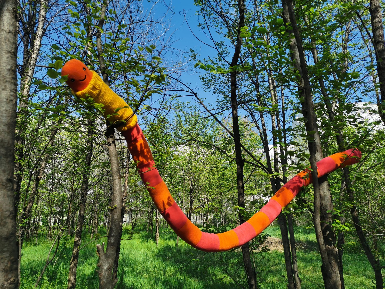 Giant Worm Plush Toy With Knitted Turtleneck Orange-pink - Etsy
