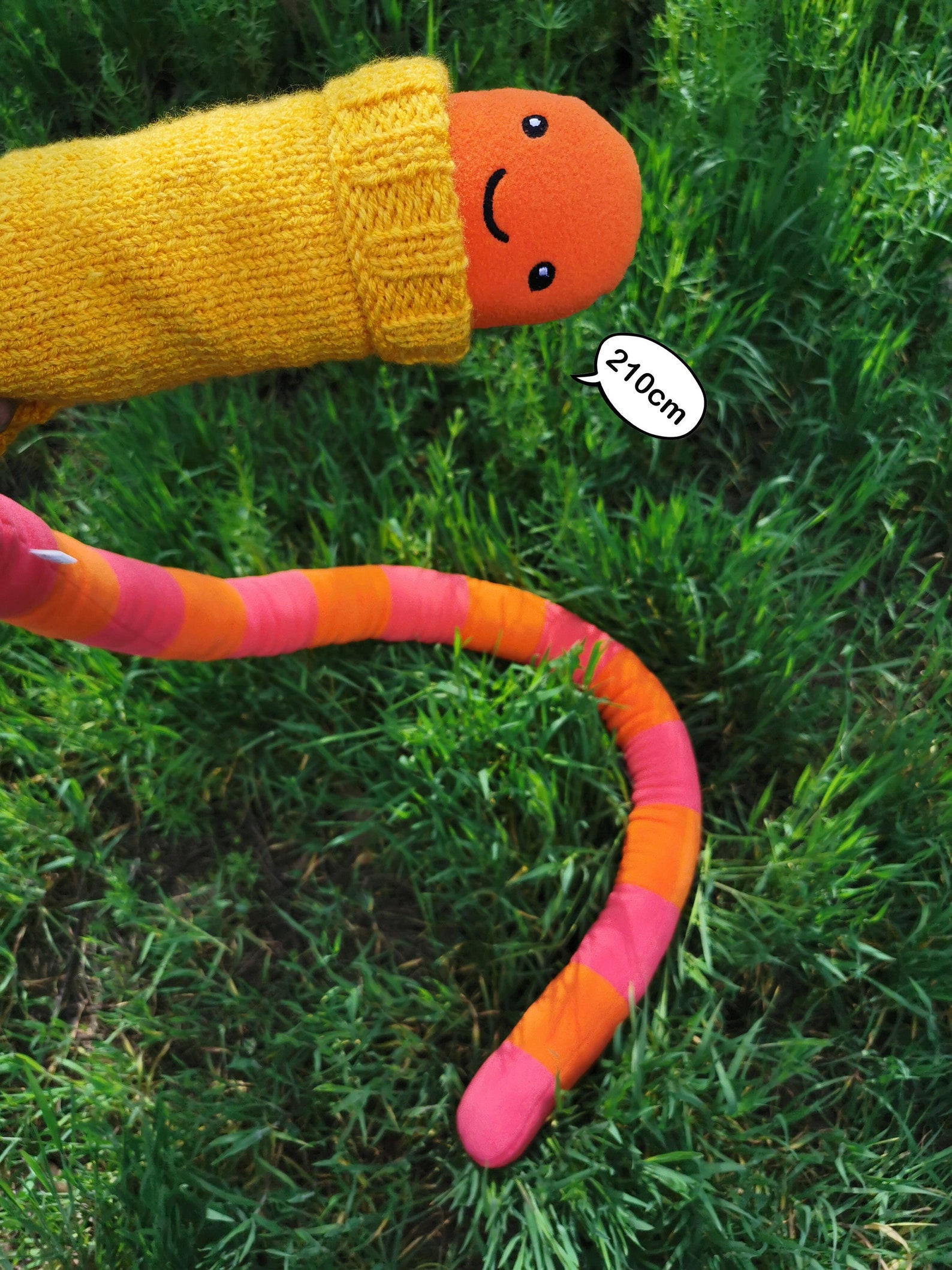 Giant Worm Plush Toy With Knitted Turtleneck Orange-pink | Etsy