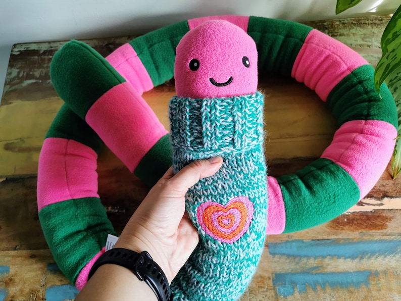 Giant Cuddling Worm Plush Dressed in Knitted Turtleneck Love - Etsy