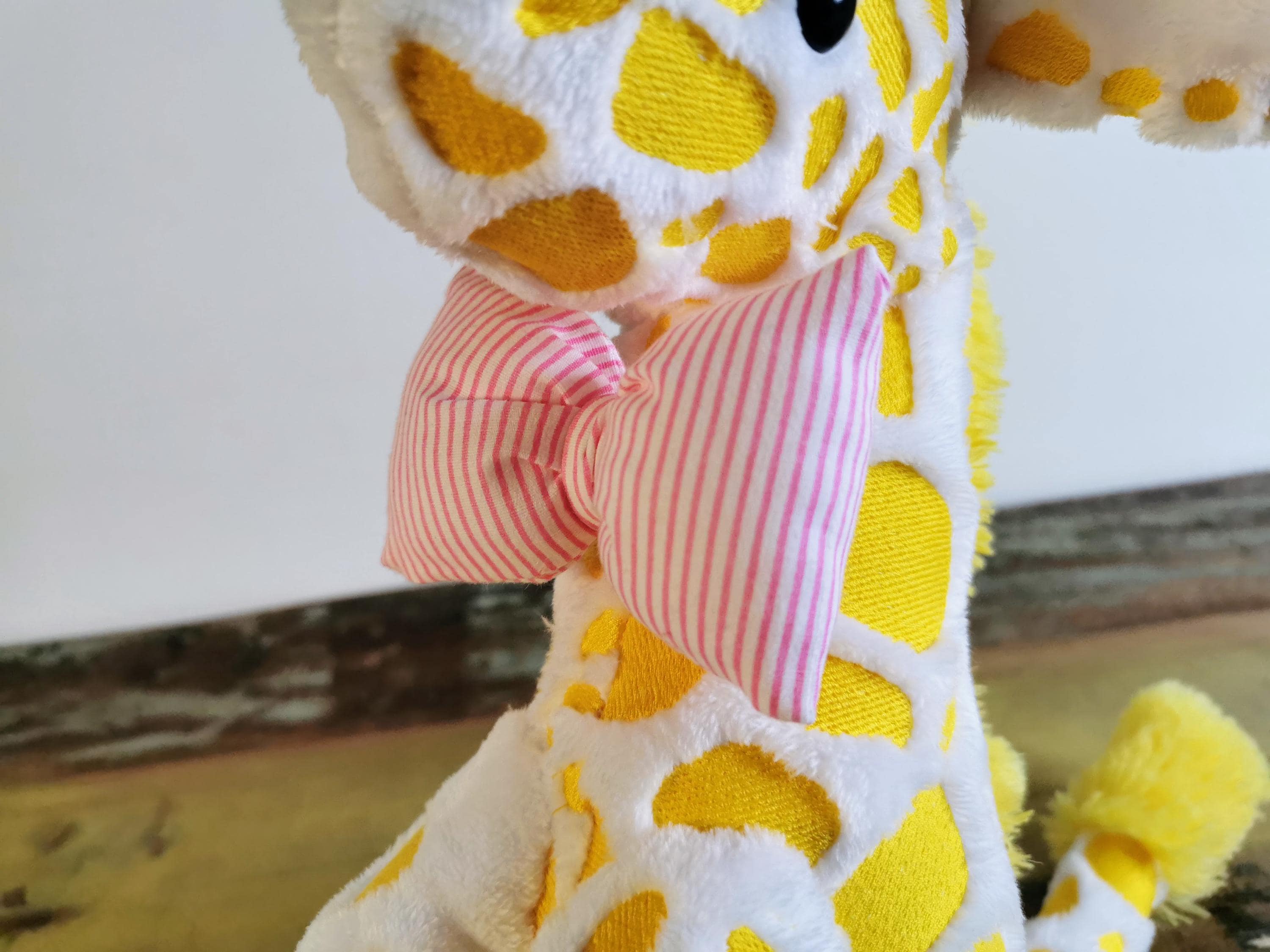Embroidered Plush Giraffe Toy, White With Yellow Spots - Etsy