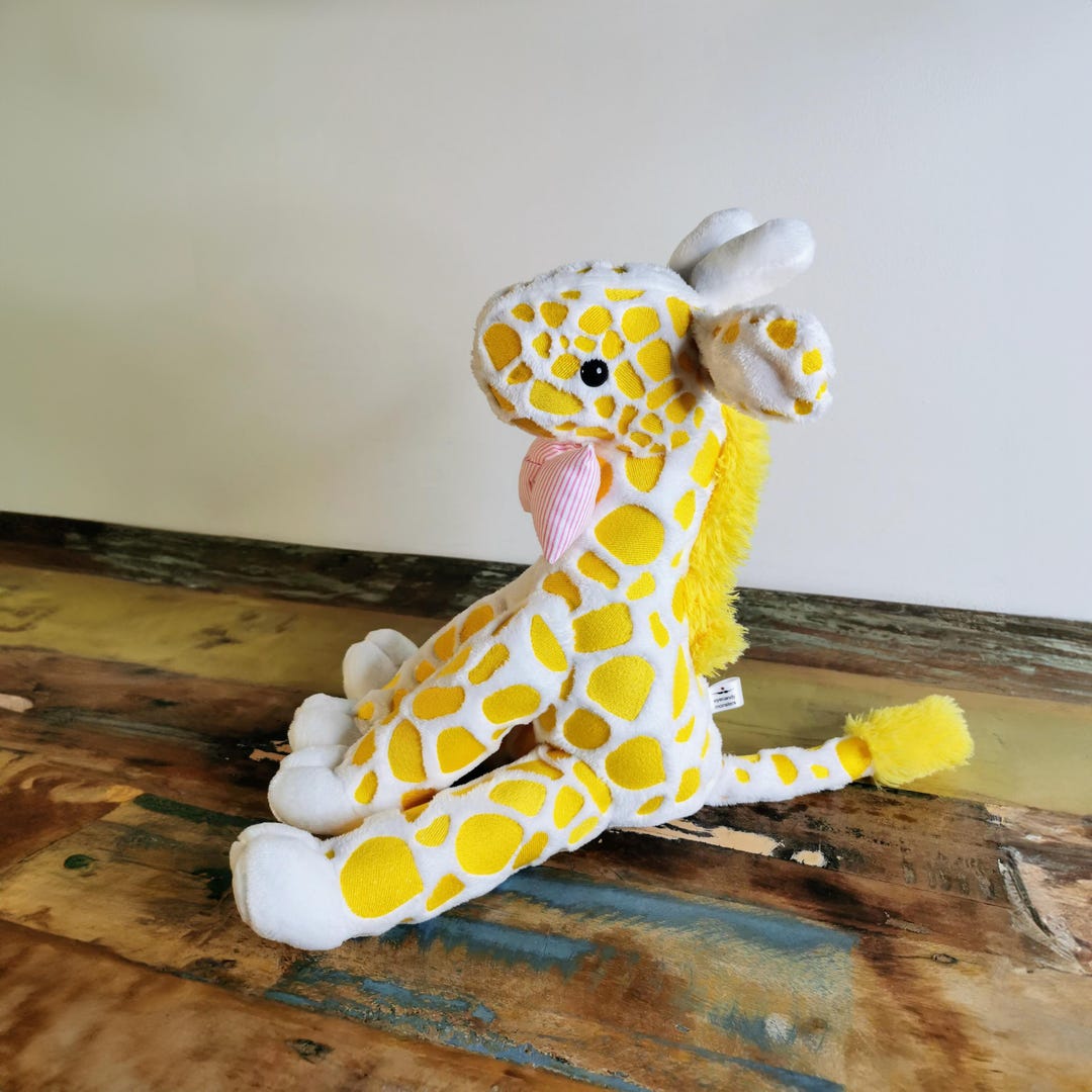Embroidered Plush Giraffe Toy, White With Yellow Spots - Etsy