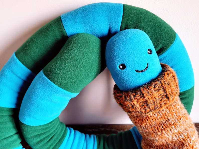 Giant Worm Plush Toy With Knitted Turtleneck 210 Cm Funny - Etsy