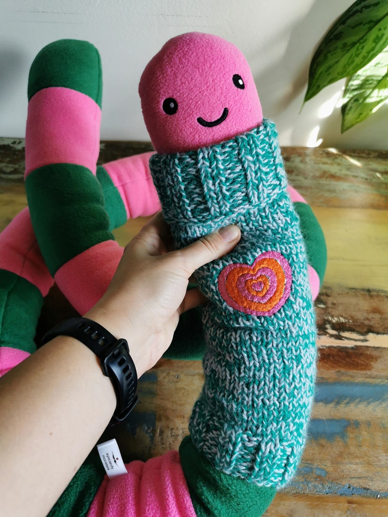Giant Cuddling Worm Plush Dressed in Knitted Turtleneck Love - Etsy